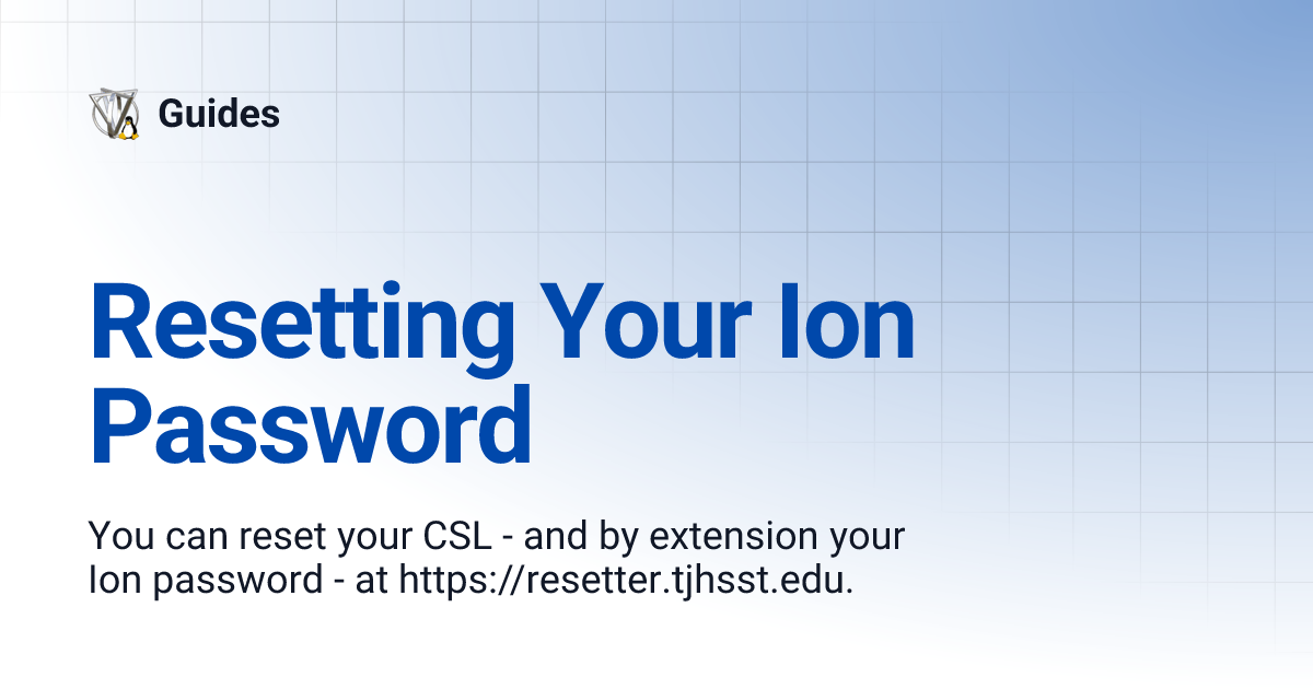 Resetting Your Ion Password | Guides